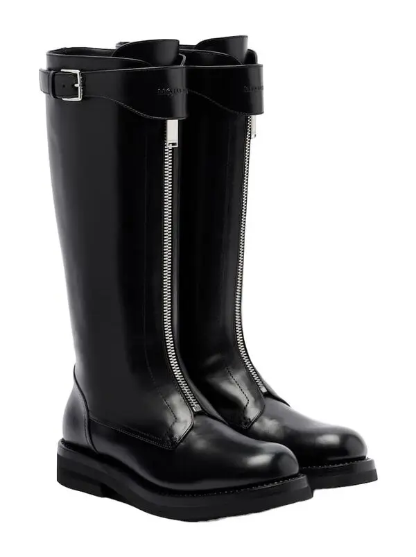 Alexander McQueen Countryside Leather Knee-high Boots - Black