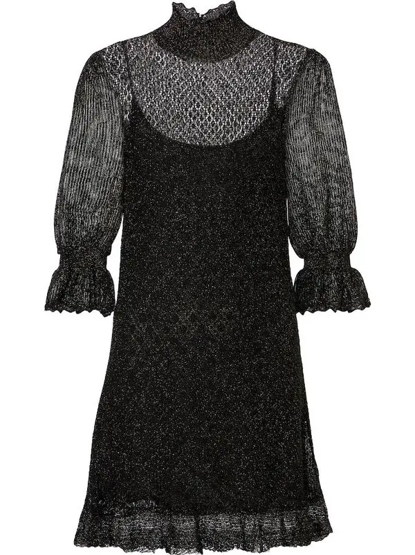 Chloé Ruffled Lamé Minidress - Black
