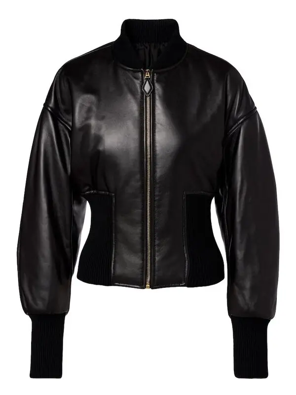 Alaïa Leather Bomber Jacket - Black