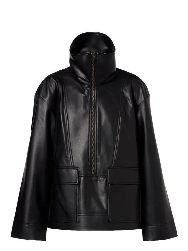 Veronica Beard Leather Zip-up Jacket - Black