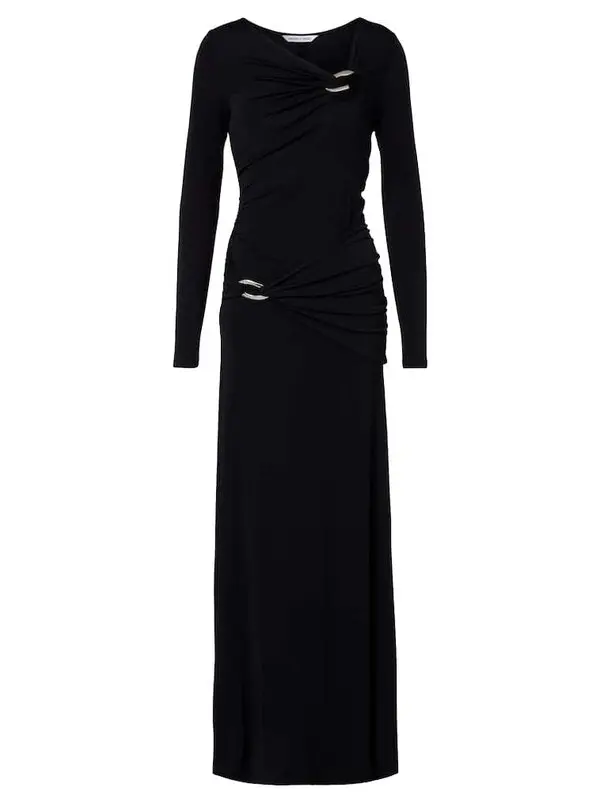 Veronica Beard Viela Gathered Jersey Maxi Dress - Black