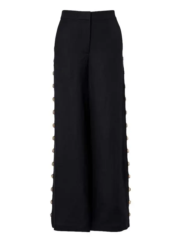 Simkhai Linen-blend Wide-leg Pants - Black