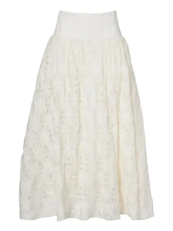 Simkhai Mindy Embroidered Midi Skirt - White