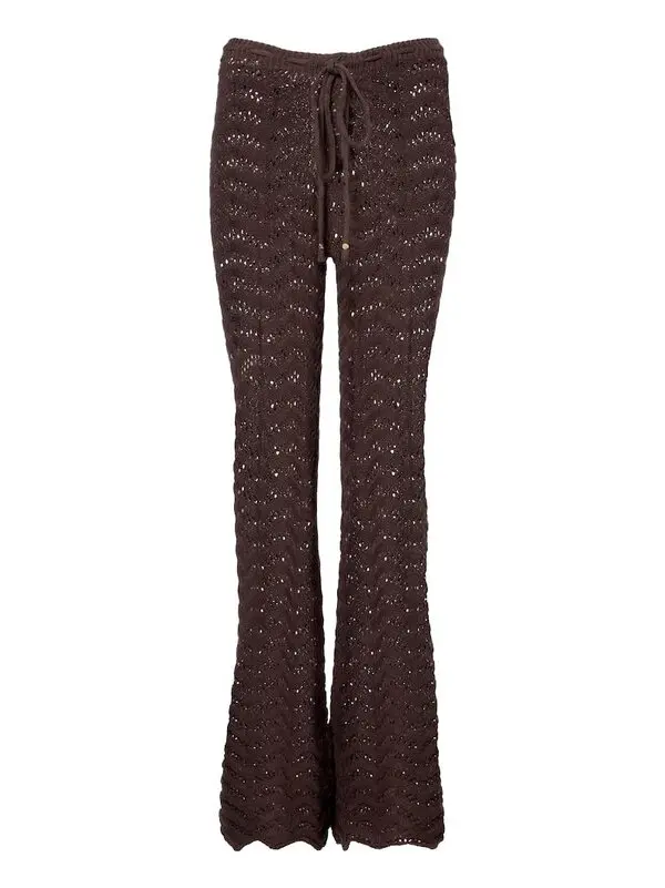 BANANHOT Kim Open-knit Flared Pants - Brown