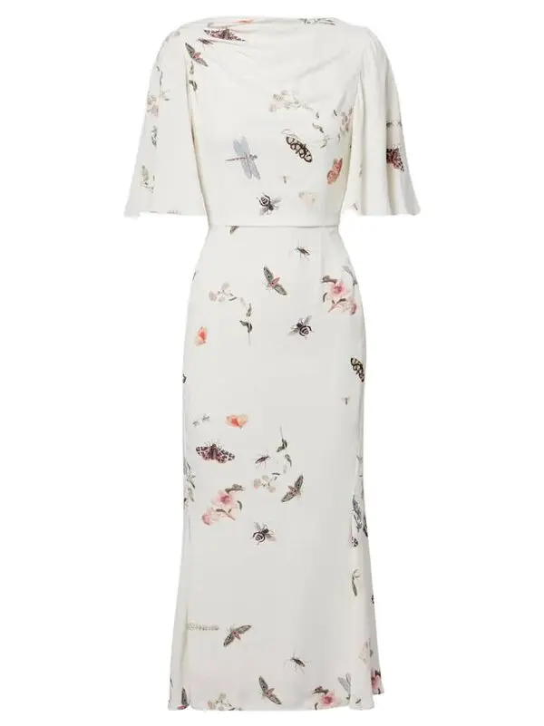 Erdem Printed Crêpe Midi Dress - White