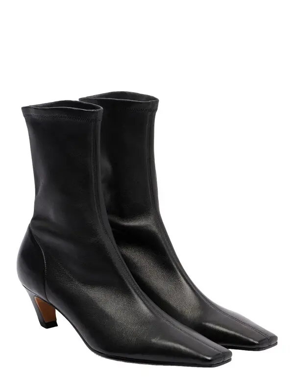 Khaite Arizona 50 Leather Ankle Boots - Black