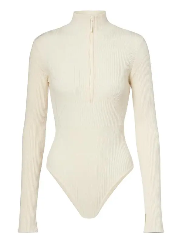 Cordova Butte Ribbed-knit Wool-blend Bodysuit - White