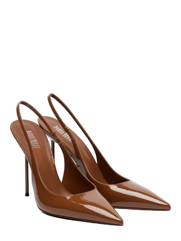 Paris Texas Lidia 105 Patent Leather Slingback Pumps - Brown