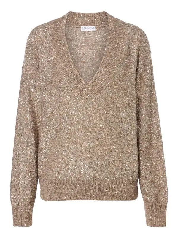 Brunello Cucinelli Sequined Sweater - Brown