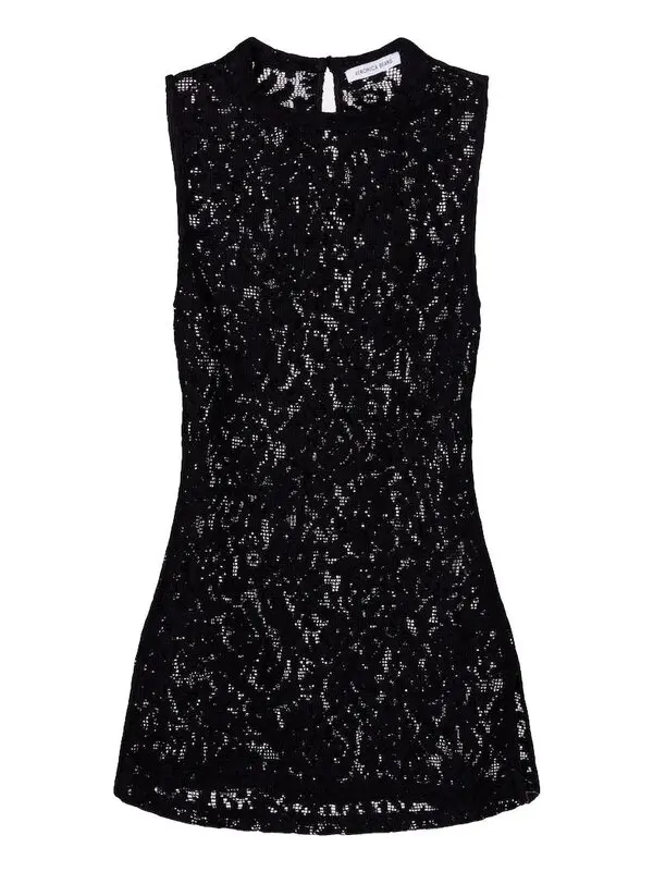 Veronica Beard Serenka Floral Lace Top - Black