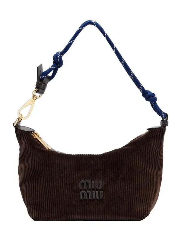 Miu Miu Corduroy Shoulder Bag - Brown