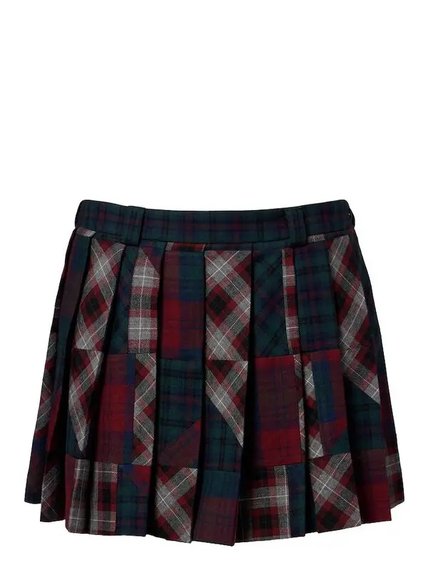 Miu Miu Patchwork Plaid Virgin Wool Miniskirt - Multicoloured