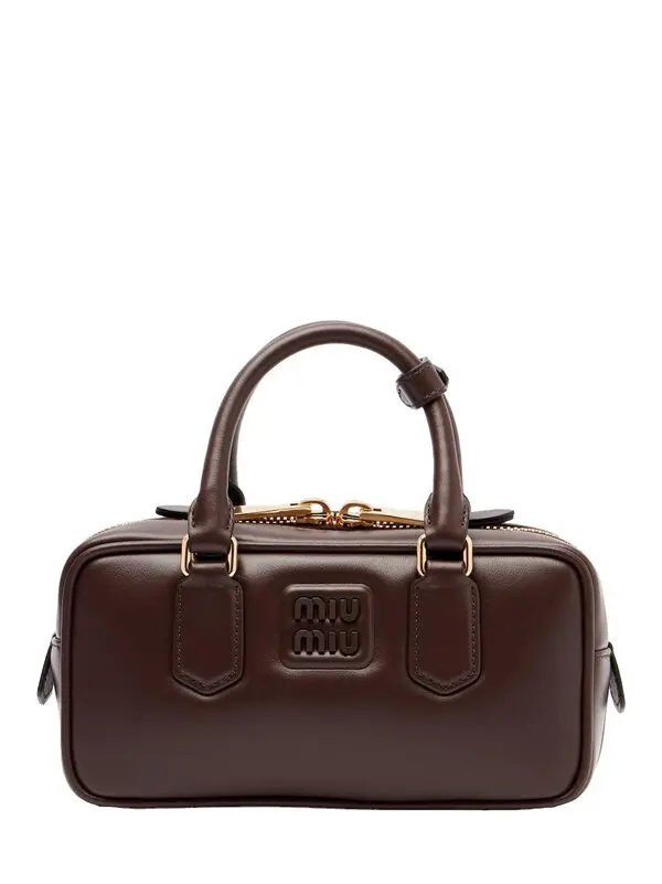 Miu Miu Arcadie Leather Tote Bag - Brown