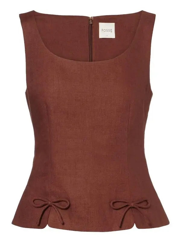 Posse Sabine Linen Top - Brown