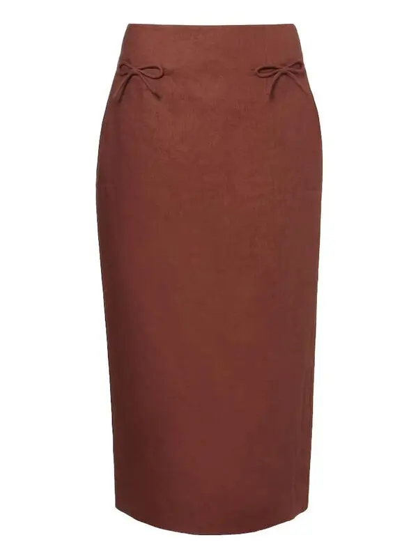 Posse Sabine Linen Pencil Skirt - Brown