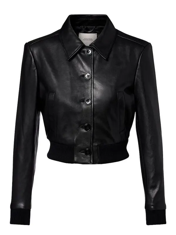 Dorothee Schumacher Sleek Cropped Leather Blouson Jacket - Black