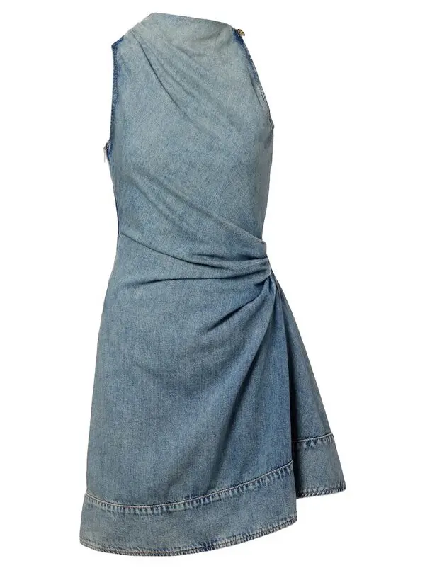 Alexander McQueen Draped Denim Minidress - Blue