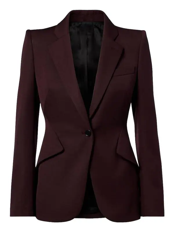 Alexander McQueen Wool Grain De Poudre Blazer - Burgundy