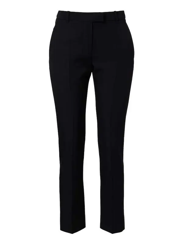 Alexander McQueen Wool Straight Leg Trousers - Black
