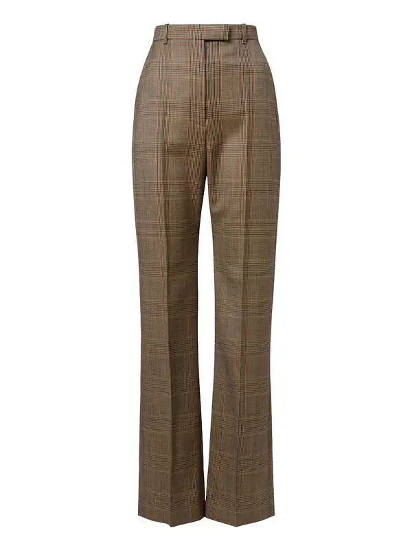 Alexander McQueen Country Check High-rise Wool Straight Pants - Brown