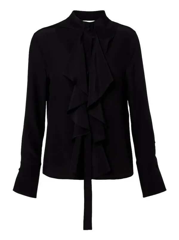 Alexander McQueen Ruffled Silk Blouse - Black