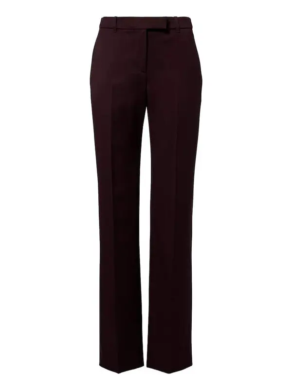 Alexander McQueen Wool Grain De Poudre Straight Trousers - Burgundy