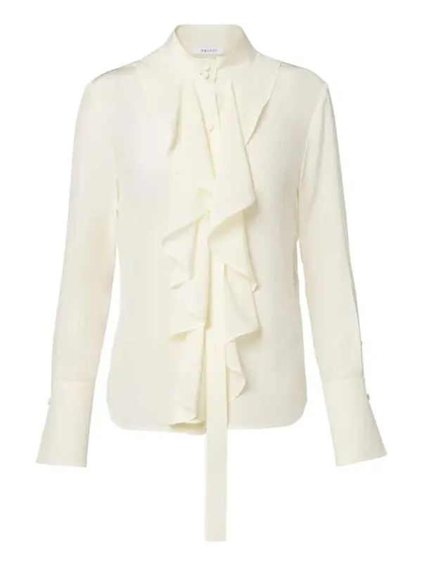 Alexander McQueen Ruffled Silk Blouse - White