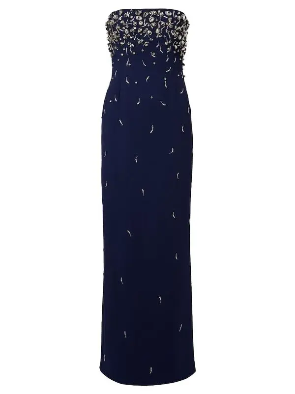 Simkhai Reign Embellished Crêpe Bustier Gown - Blue