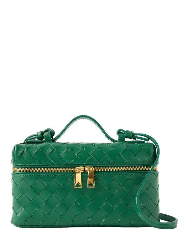 Bottega Veneta Intrecciato Leather Vanity Tote - Green