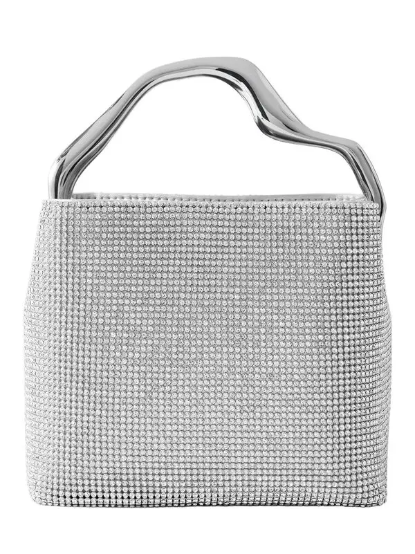 Cult Gaia Solene Mini Crystal-embellished Metallic Leather Tote - Silver