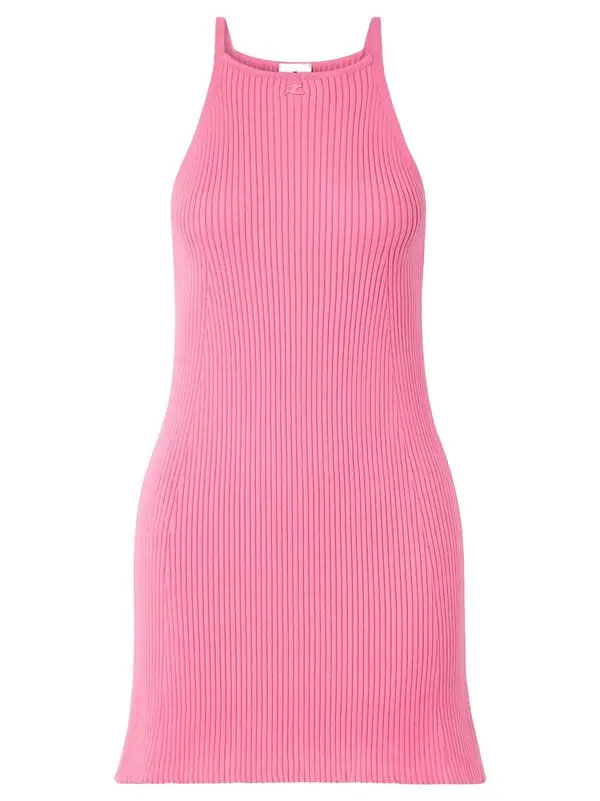 COURREGES Ribbed-knit Mini Dress - Pink