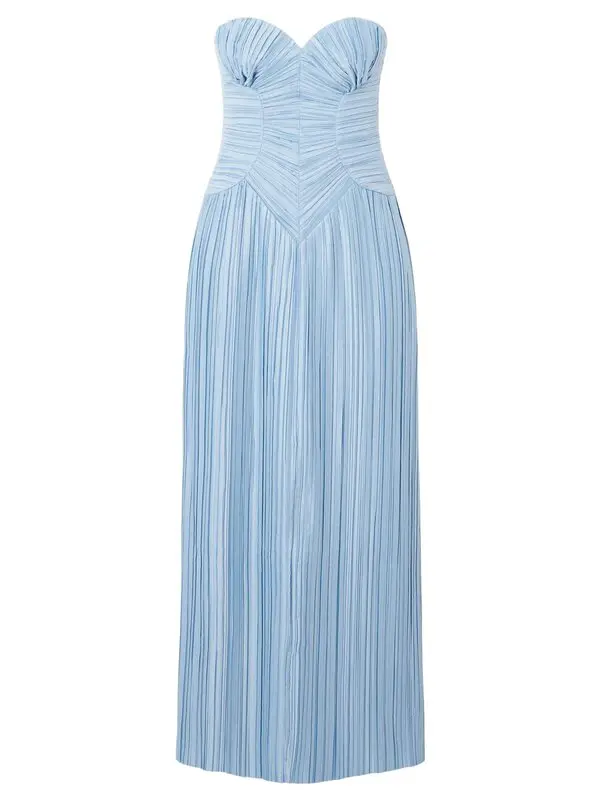 Cult Gaia Ashika Pleated-satin Gown - Blue