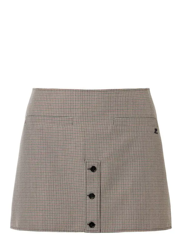 COURREGES Houndstooth Wool-blend Mini Skirt - Gray
