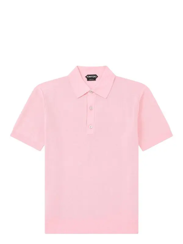 TOM FORD Silk And Cotton-blend Piqué Polo Shirt - Pink
