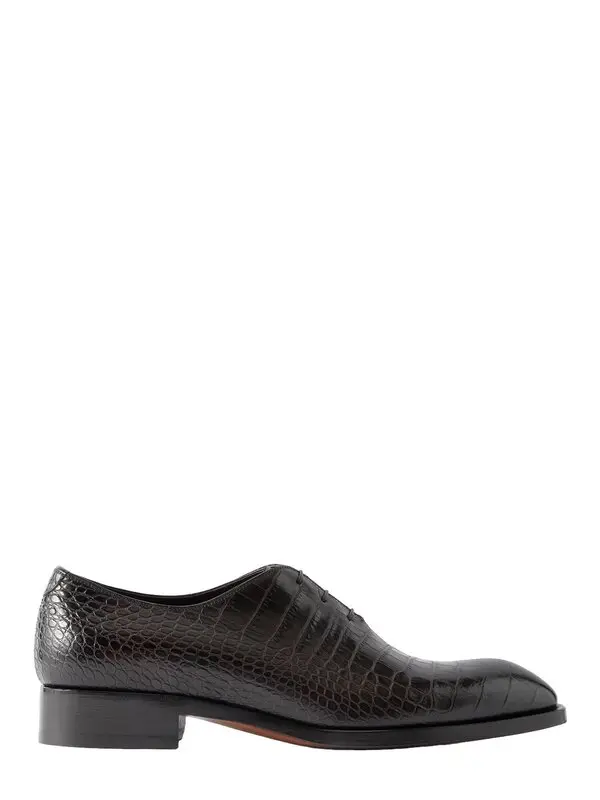 TOM FORD Elkan Croc-effect Leather Oxford Shoes - Brown