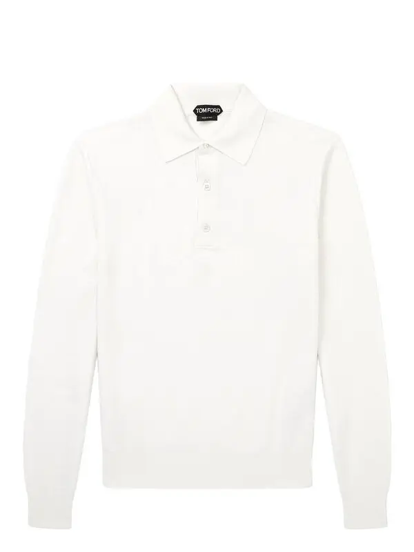 TOM FORD Silk And Cotton-blend Piqué Polo Shirt - White
