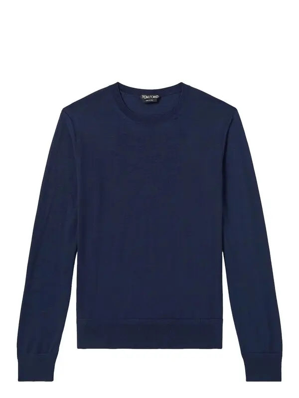 TOM FORD Wool Crew Neck Sweater - Blue