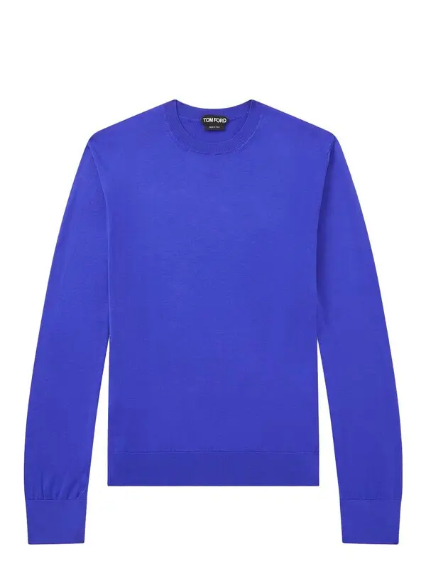 TOM FORD Silk Crewneck Sweater - Blue