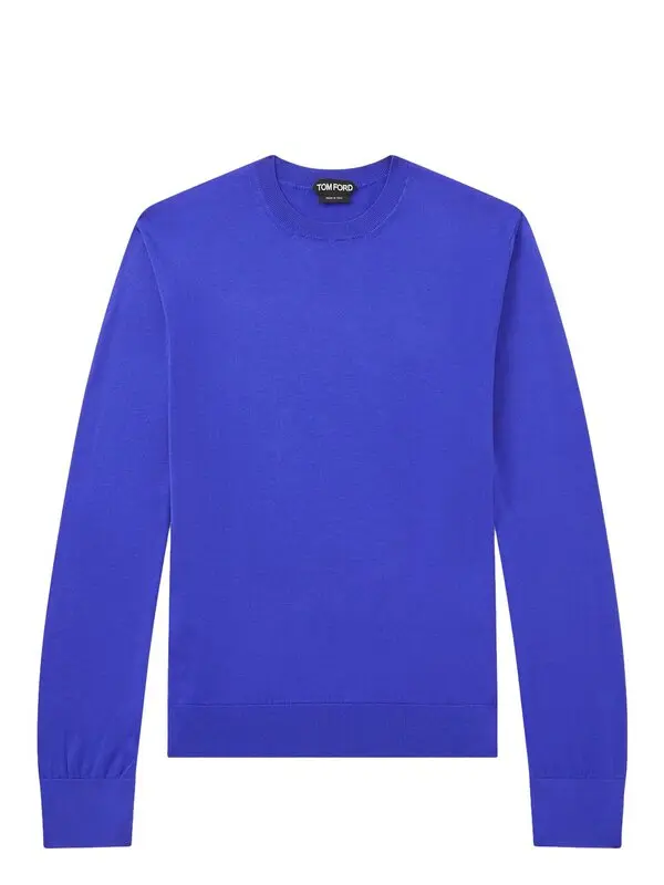 TOM FORD Silk Crewneck Sweater - Blue
