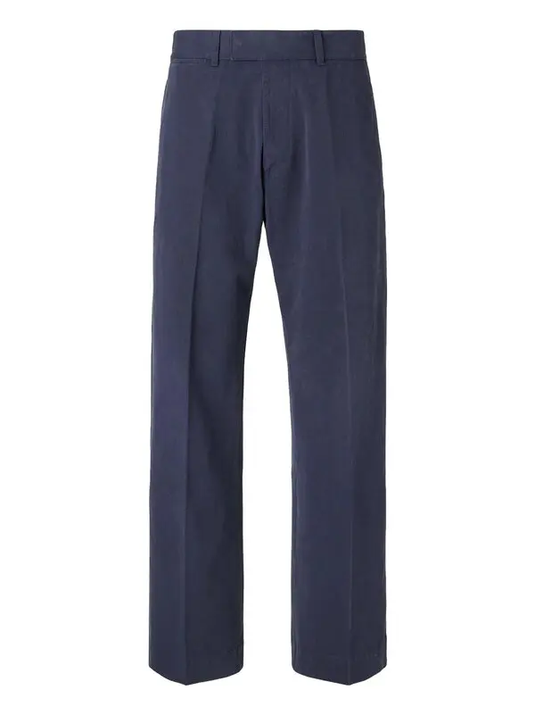 TOM FORD Wide-leg Cotton-drill Trousers - Blue
