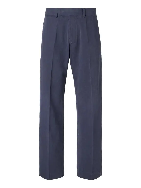 TOM FORD Wide-leg Cotton-drill Trousers - Blue