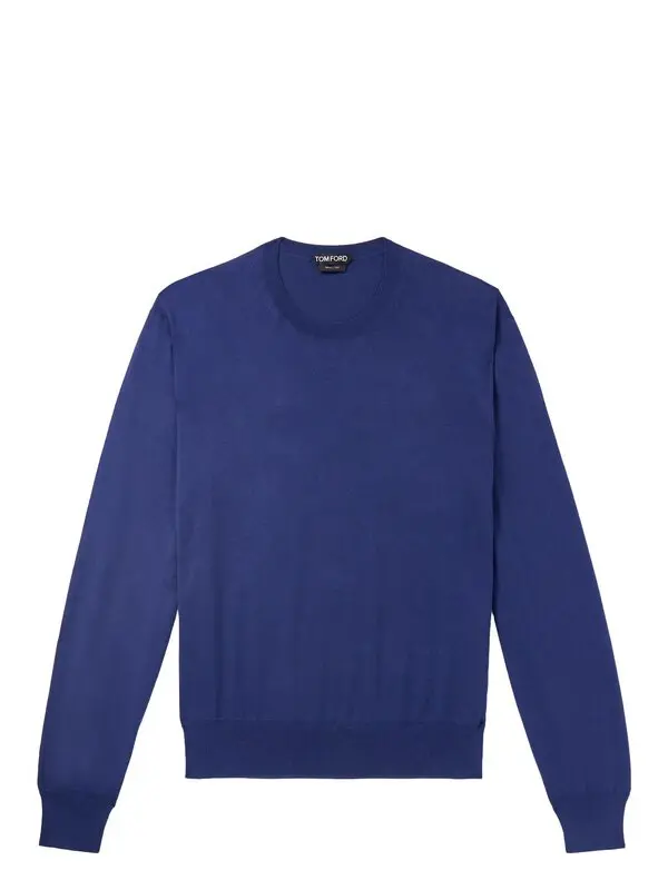 TOM FORD Cotton Crewneck Sweater - Blue