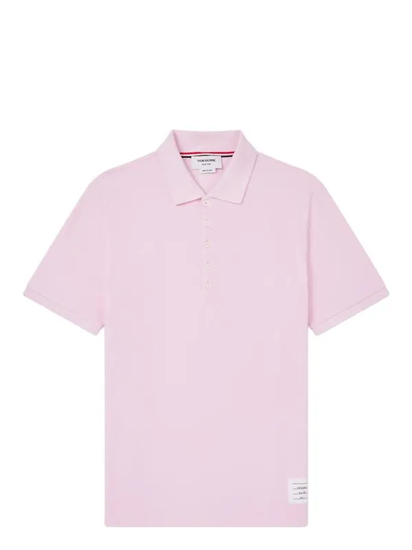 Thom Browne Logo-appliquéd Striped Cotton-piqué Polo Shirt - Pink