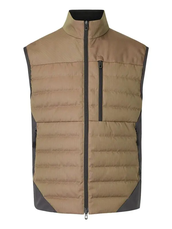Sease Intrepid Shell-trimmed Quilted Herringbone Virgin Wool Down Gilet - Brown