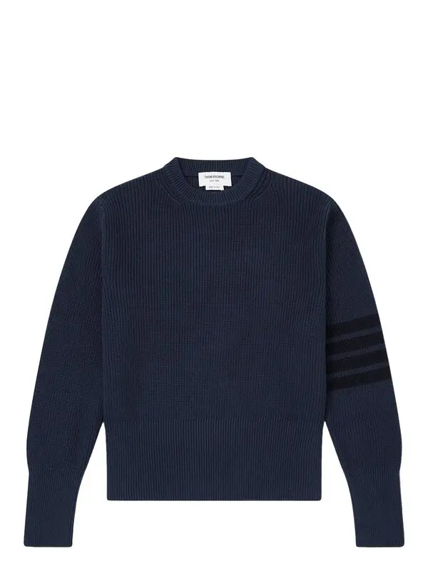 Thom Browne Slim-fit Striped Cotton Sweater - Blue
