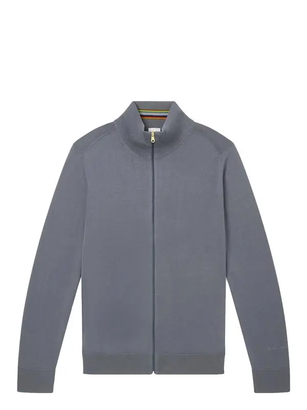 Paul Smith Merino Wool Zip-up Cardigan - Gray
