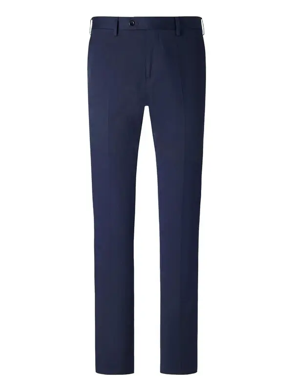 LARDINI Tapered Cotton-blend Twill Trousers - Navy