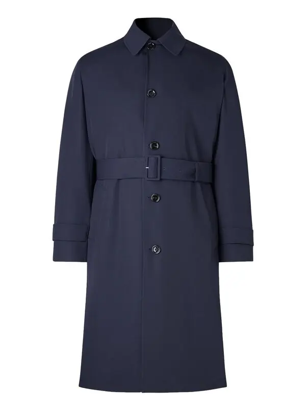 LARDINI Virgin Wool-gabardine Trench Coat - Blue