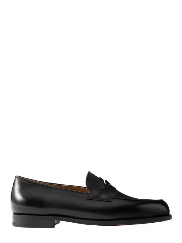 John Lobb Lopez Embellished Leather Penny Loafers - Black