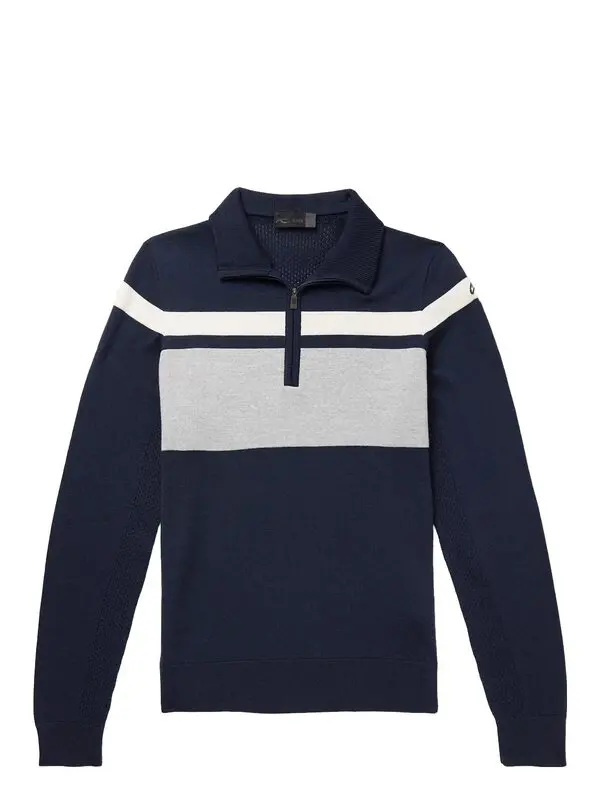 Kjus Striped Merino Wool Half-zip Sweater - Blue